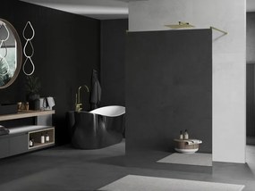 Mexen Kioto, sprchová zástěna Walk-In 110 x 200 cm, 8mm sklo vzor zrcadlo, zlatý matný profil, 800-110-002-55-50