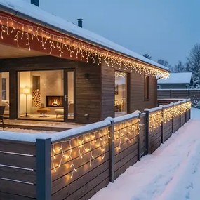 Solight LED vánoční girlanda rampouchy 200 LED teplá bílá / 10m / přív