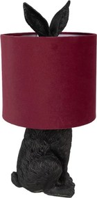 Černá stolní lampa králík s vínovým stínidlem Konijn – 20x43 cm