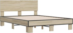 Rám postele dub sonoma 140 x 190 cm kompozitní dřevo a kov 3280213