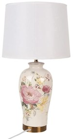 Stolní lampa s keramickou nohou s květy Flanniet - Ø 30*54 cm / E27 / max 60W