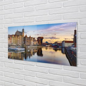 akrylový obraz Port of Gdańsk řeky svítání 125x50 cm