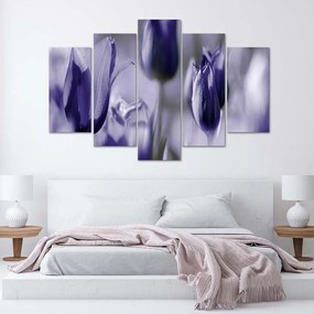 Obraz na plátně pětidílný Tulipán květ fialový - 200x100 cm