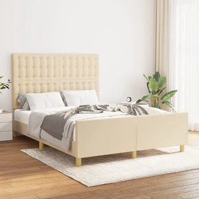 Rám postele bez matrace krémový 140 x 190 cm textil 3125378