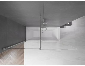 Mexen Velar, 2-křídlová posuvná vanová zástěna 170 x 150 cm, 8mm čiré sklo, broušená ocel, 896-170-000-01-97