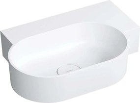 OMNIRES Ovo M+ - Umyvadlo 56x39 cm, bez přepadu, bez otvoru pro baterii, pravé, matná bílá OVO555UWPBM