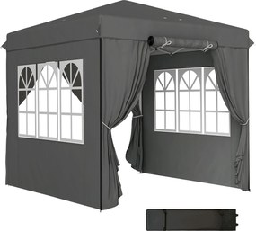Outsunny Pavilon 2,5x2,5m, Voděodolný Stabilní Zimní Pop-up Skládací Pavilon, UV Ochrana 50+, Skládací Party Stan Zahradní Stan s 4 Bočními Panely a T