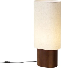 Japandi stojací lampa z ořechového dřeva s látkovým stínidlem 70cm - Lamel