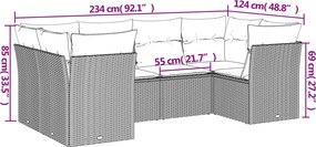 6dílná zahradní sedací souprava s poduškami béžová polyratan 3218108