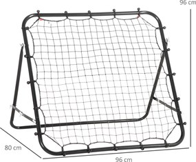 HOMCOM fotbalový odrazový míč odrazová stěna 96x80x96 cm z kovové trubky a PE v černé barvě pro trénink a hru | Aosom.de
