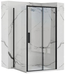 Rea Rapid Slide - sprchový kout s posuvnými dveřmi 130(dveře) x 100(stěna), čiré sklo, černý profil, KPL-09864