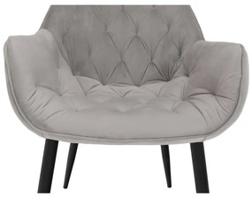 Designové křeslo FEDRIS sametová látka Velvet světle šedá, kov černý