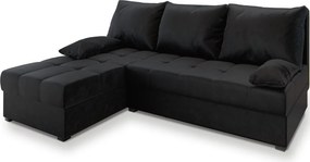 Rohová rozkládací sedací souprava do L CELESTE, 200 cm, s úložným prostorem Roh pohovky: Levý roh, Barva látky Kronos: Černá (Kronos 07)