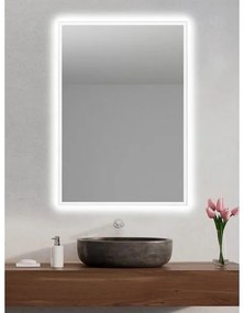 Amirro Moonlight Zrcadlo 100 x 70 cm s LED podsvíceným pískovaným okrajem, 411-002