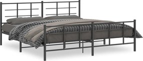 vidaXL Kovový rám postele s hlavovým a nožním čelem 200 x 200 cm [355635] Barva: Černá