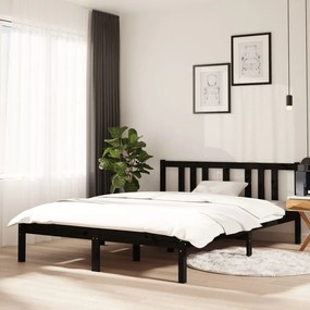 Rám postele černý masivní borovice 135 x 190 cm UK Double,  814863