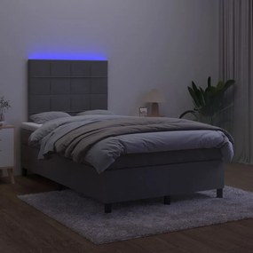 Box spring postel s matrací a LED tmavě šedá 120x200 cm samet 3136114