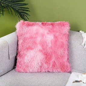 Moderní povlak na polštářek s dlouhým chlupem v batikovaném vzhledu Barva: Růžová