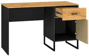 ML FURNITURE Psací stůl - COLT 07, zlatý dub/matná černá/prémiová ocel