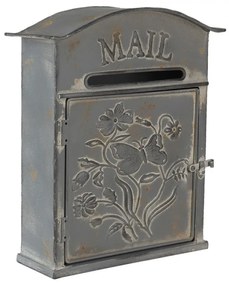 Šedá retro poštovní schránka ok – 26x10x31 cm