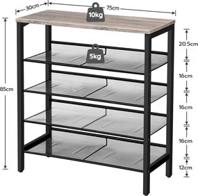 Botník Vasagle Ormio 85 cm černý/šedý