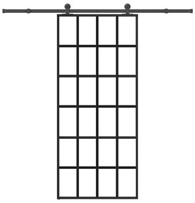 Posuvné dveře s kováním 90x205 cm ESG sklo a hliník 3332855