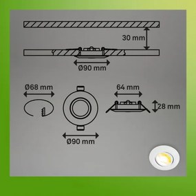 Briloner 7586036 - SADA 3xLED Koup podh svítidlo KLIRA 1xLED/4,9W/230V IP23 bílá