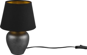 Stolní lampa Abby 1x E14 nikl starožitného vzhledu látkové stínítko černo-zlaté