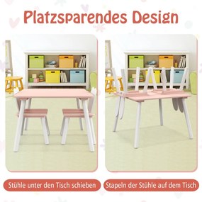Costway Dětský stůl se 2 židlemi 3 kusy. Dětská sedací skupina s růžovými nohami