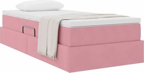 Postel s úložným prostorem a matrací Růžová 90 x 200 cm samet 3370280