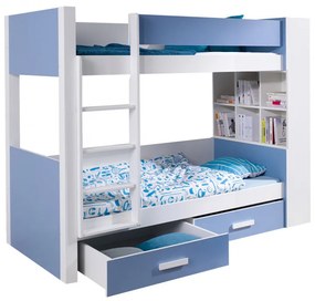 Patrová postel Rebiko 80, Strana: levá, Barva: bílá + modrá
