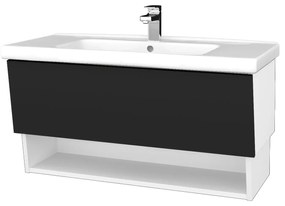 Dřevojas Koupelnová skříň INVENCE SZZO 100 (umyvadlo Harmonia) Varianta: L01 Bílá vysoký lesk / D16 Beton tmavý