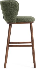 Tmavě zelená čalouněná barová židle (výška sedáku 75 cm) Ciselia – Kave Home
