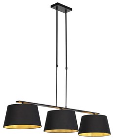 Závěsná lampa s bavlněnými odstíny černé se zlatem 32cm - Combi 3 Deluxe