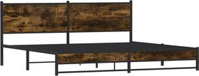 Kovový rám postele bez matrace kouřový dub 200 x 200 cm 3301384