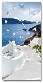 Wallmuralia Nástěnné hodiny tiché Santorini Řecko 30x60 cm