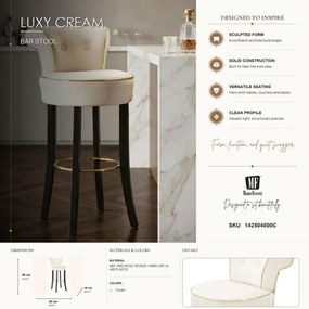 Sametová barová židle Luxy krémová