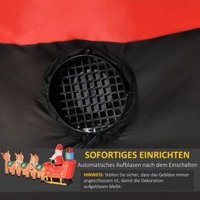 HOMCOM Nafukovací Santa Claus a sobi venkovní vánoční dekorace, včetně ventilátoru, 140 cm, červená + hnědá