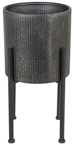 Šedý kovový květináč ve stojanu Oteks - Ø 30*60 cm