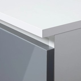 Rohový psací stůl B16 124 cm bílý/šedý pravý