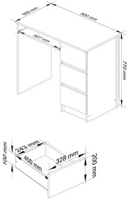 Kancelářský stůl A-6 CLP pravostranný, dub artisan / bílý