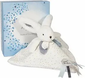Doudou Dárková sada modrá - králíček s čtvercovou dečkou 25 cm / od 0