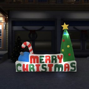 331441 vidaXL Merry Christmas nafukovací LED dekorace se stromkem 240x188 cm