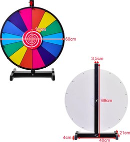 Costway Hračka 24" Wheel of Fortune Barevné kolo Hry pro loterijní hry Slovní