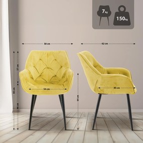 Židle Tanna samet – žlutá