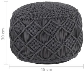 vidaXL Marketos Ručně vyrobený sedací puf macramé antracitový 45 x 30 cm bavlna
