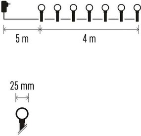 EMOS LED venkovní řetěz - kuličky 4m, multicolor, časovač D5AM01