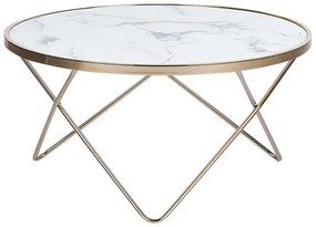 Konferenční stolek s mramorovým efektem bílý/zlatý MERIDIAN II Beliani