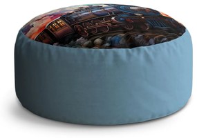 Sablio Taburet Circle Parní lokomotiva v kouzelné krajině: 38x48 cm