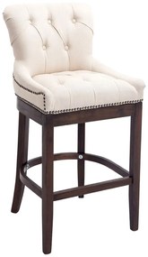 Barová židle Buckingham látka, dřevěné nohy tmavá antik - Krémová
